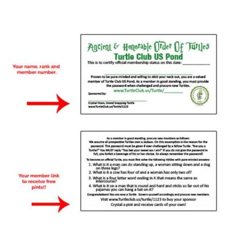 Custom Turtle Club Us Membership Cards - Turtle Club Us