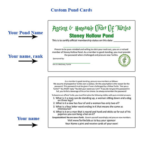 Custom Pond Membership Cards - Turtle Club Us